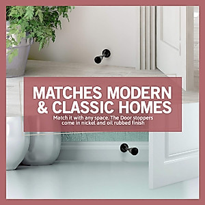 Jack N’Drill (3 ⅛) Rigid Door Stop (12 Pack) - Rustproof Black Solid Door Stopper w/Durable Rubber Tips | Protects Walls & Doors from Damage | Great for Office & Home