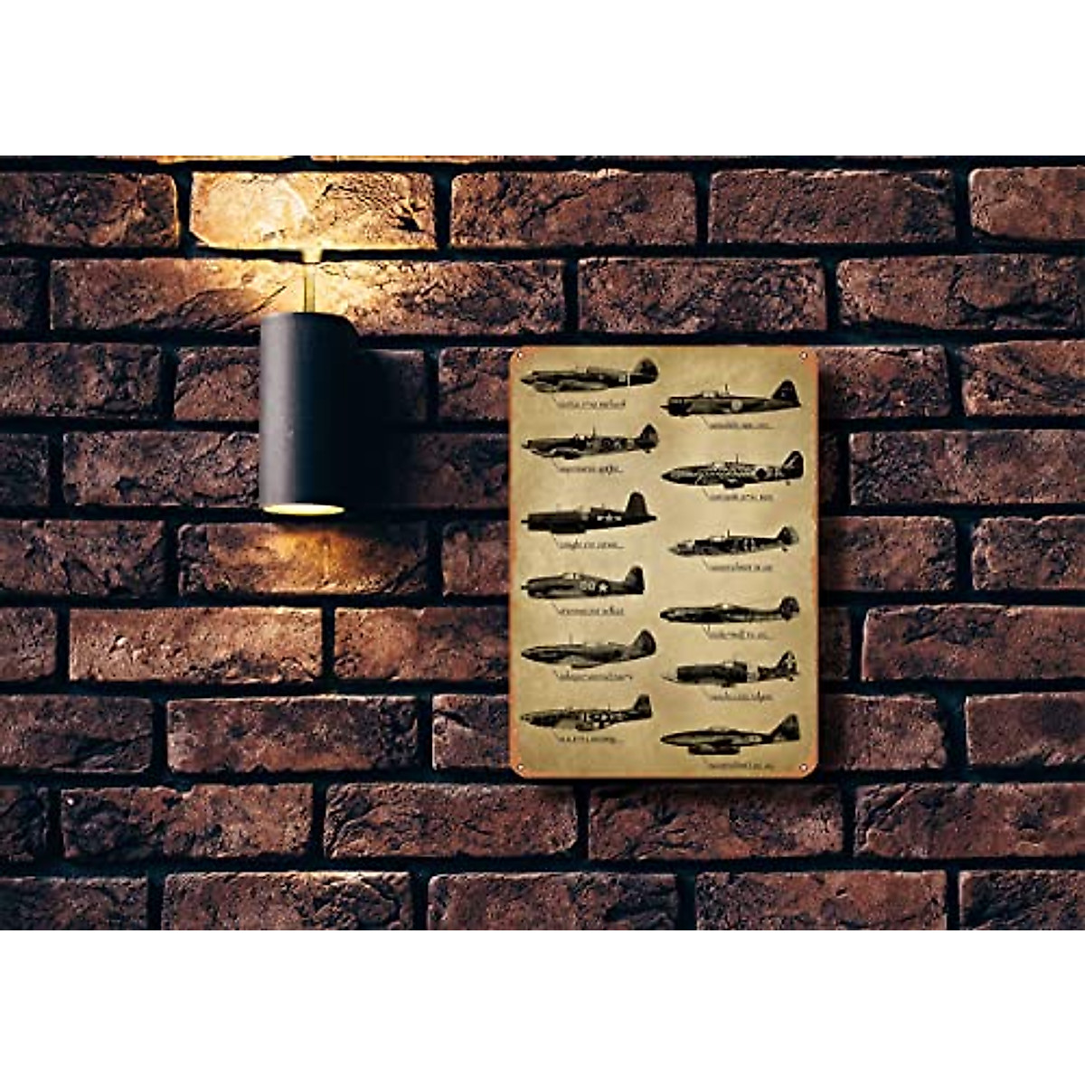 CharcasUS WWII Fighter Planes Metal Tin Sign Wall Decor Man Cave Military Fan Gift Home Bar Pub Decorative Military Posters 12x8 Inch