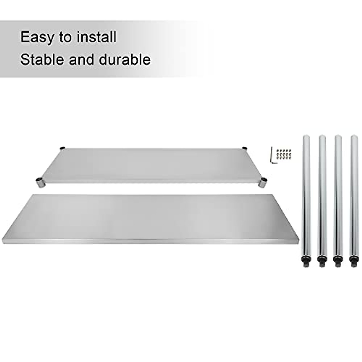 Cuilvu Stainless Steel Table 72" x 24" Commercial Work Table Outdoor Food Table Kitchen Table BBQ Prep Table for Garage, Restaurant,Hotel,Home, Warehouse, and Kitchen Silver