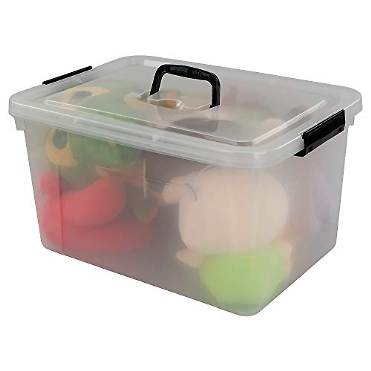 Begale 17.5 Quart Plastic Large Storage Container, Clear Latch Bin with Handle and Lid, 4-Pack