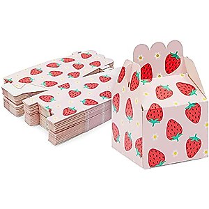 Strawberry Birthday Party Favor Treat Boxes (Pink, 3.5 x 2.75 in, 36 Pack)
