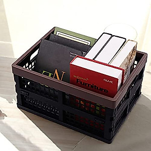 Yesdate 3-Pack Plastic Folding Baskets, Collapsible Storage Basket/Milk Crate, 15 L, f