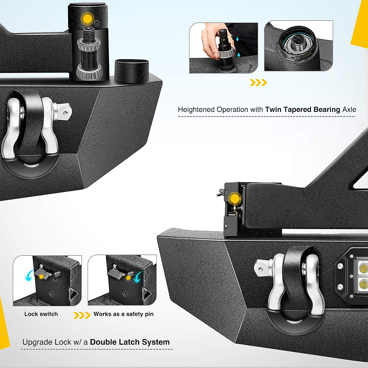 Nilight Rear Bumper & Spare Tire Rack & Hitch Receiver w/2 LED Lights Compatible for 2007-2018 Jeep Wrangler JK for 2007-2018 Jeep Wrangler JK & Unlimited