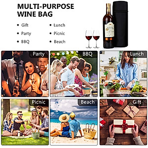 Aosbos Insulated Wine Bag Water Bottle Carrier Portable Wine Cooler Bag Padded Protection Tote Bag with Shoulder Strap for Travel Picnic Purse