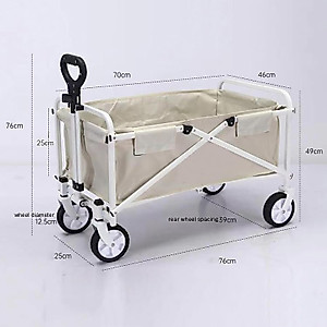 Folding Wagon Garden Cart,Camping Trolley Cart with Wheels Garden Beach Wagon Foldable Pull along Trolley for Beach,Camping,Weeding and Outdoor,White