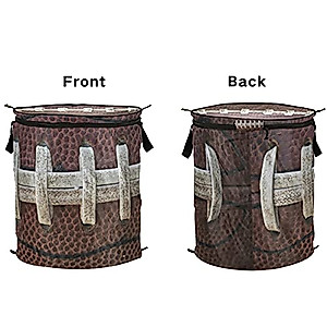 DOMIKING American Football Popup Laundry Hamper with Handles Collapsible Laundry Basket Portable Laundry Bin for Kids Rooms College Dorm Camping