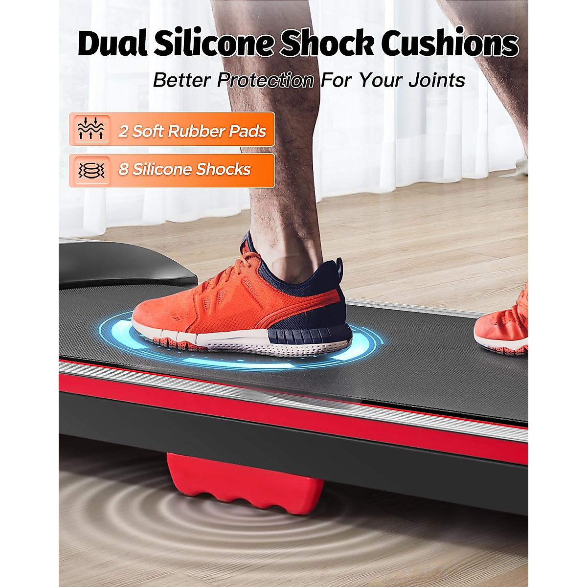 Walking Pad, Under Desk Treadmill with Remote Control, LED Display, Wheels, Portable Mini Running Machine for Small Spaces in Home/Office