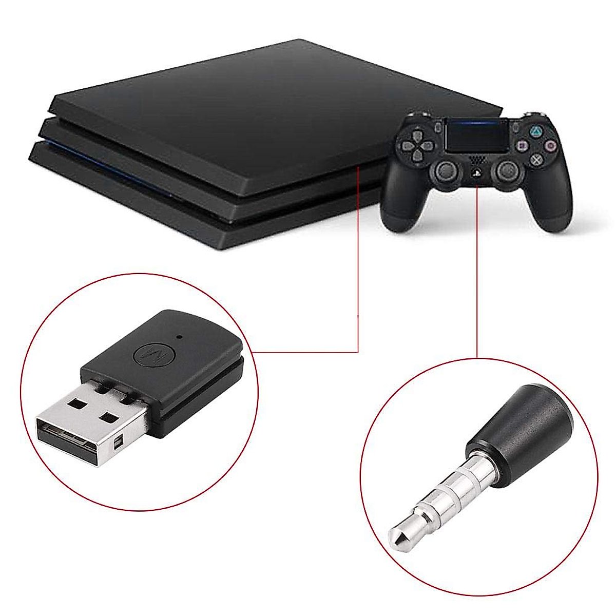 Mini Wireless USB Dongle Adapter, Bluetooth Dongle Receiver and Transmitters Connect to Any Bluetooth Audio Device Plug into for PS4 USB Slot for Desktop, Laptop, Notebook