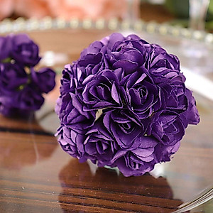 Balsa Circle 144 Purple Craft Paper Roses - Mini Flowers for DIY Wedding Birthday Party Favors Decorations Supplies Bulk