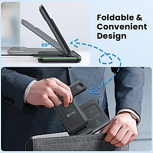 WAITIEE Wireless Charger 3 in 1, 15W Fast Charging Station for Apple iWatch 6/5/4/3/2/1,AirPods Pro,for iPhone14/13 Pro/Pro Max/12/11/X/Xr/Xs/8/Samsung Galaxy Phone Series (No Watch Charging Cable)