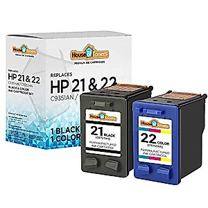Houseoftoners Remanufactured Ink Cartridge Replacement for HP 21 & 22 for Officejet 4310, 4315, J3625, J3635, Deskjet 3915, 3930, D1420, D1455, F2224, F2240 Printers (1 Black & 1 Color, 2-Pack)
