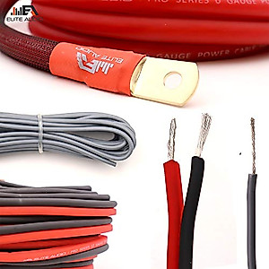 Elite Audio 0 Gauge 100% Copper Pro Amp Kit EA-PROK0 5000 Watt Complete OFC Amplifier Installation Wiring Kit w/ 20 feet 0 Ga Copper Wire, 2-Channel Copper RCA Interconnects, 12 Gauge OFC Speaker Wire