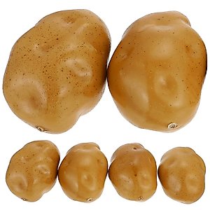 6pcs Fake Vegetables Simulation Potato Props Fake Potato Tabletop Decor Home Accents Decor Food Decor Faux Potatoes Desk Topper Potato Heads Model Potato Decoration Home Potato Prop Pu Food