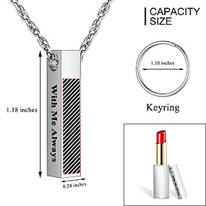 abooxiu Cube Urn Necklace for Ashes Cremation Jewelry/Keychain for Ashes Stainless Steel Memorial Keepsake Pendant for Men Women Pets- With Me Always