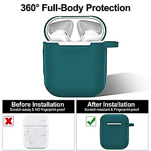 𝟐𝟎𝟐𝟐 𝐔𝐩𝐠𝐫𝐚𝐝𝐞𝐝 for AirPods Case with Keychain,Compatible with Apple AirPods 2nd 1st Generation Charging Case,Full-Body Protective Silicone AirPods Cover,Black/Green
