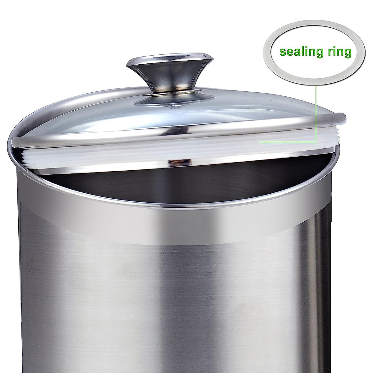 Cooks Standard Stainless Steel airtight Glass lid 4-Piece Food Jar Storage Canister Set for Tea Cofee Sugar Flour Baking Pantry Kitchen Counter