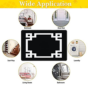 Entryway Mats Black and White Greek Key Square Outdoor and Indoor Rug ,24x16 Inch .5x20 Inch Two Size.