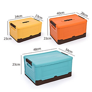 Yizc Stackable Collapsible Storage Bins with Lids,Durable Plastic Folding Utility Crates Home Garage Bins Containers Organization,Storage Cubes Box for Wardrobe Closet-Blue 18l(13.3x9x9inch)