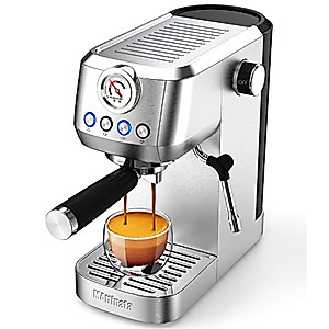 MAttinata Espresso Machine, 20 Bar Professional Espresso Maker Stainless Steel with Milk Frother Steam Wand and Pressure Gauge, for Cappuccino, Latte, Gifts for Mom, Dad, Coffee Lovers