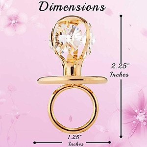 Matashi 24K Gold Plated Baby Pacifier Ornament with Crystals Baby's First Christmas Holiday Ornament and Hanging Pendant - Great Gift for Baby Shower, New Born Baby Gift