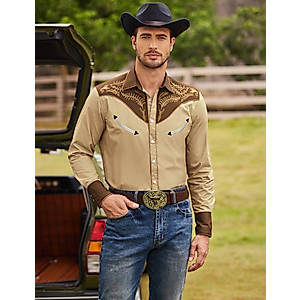 COOFANDY Mens Embroidered Cotton Floral Shirts Fashion Long Sleeve Casual Shirt