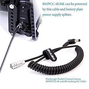 KOCACKOO V-Mount Lock Battery Plate Power Supply Splitter Adapter with 15mm Rod Clamp + BMPCC 4K and 6K Locking DC Cable for Blackmagic Pocket Cinema Camera 4K/6K.