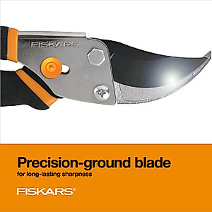 Fiskars Gardening Tools: Bypass Pruning Shears, Sharp Precision-ground Steel Blade, 5/8” Plant Clippers (91095935J)
