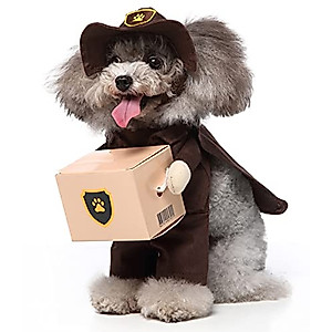 XIAOYU Pet Dog Cat Halloween Costume, Funny Halloween Christmas Party Clothes Apparel for Small Dog Cat Cosplay, Porter Costume, L