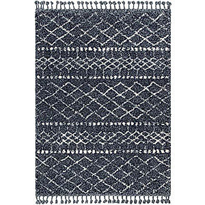 Well Woven Bissi Blue Super Thick & Soft Moroccan Shag Area Rug 5x7 (5'3" x 7'3")