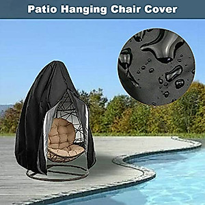 Timisea Egg Chair Cover Double Patio Hanging Egg Chair Cover Swinging Egg Chair Cover Polyester Taffeta Waterproof Heavy Duty Garden Rattan Wicker Swing Chair Outdoor Furniture Cover, (75''H x 50''W)
