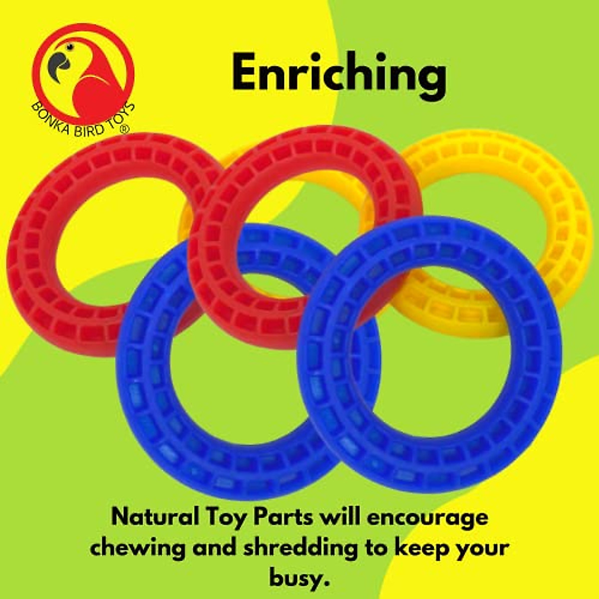 Bonka Bird Toys 3623 Pack 6 Strong Rings Foot Talon Craft Part Bird Toys Round Plastic Loop Colored Roll Circle Healthy Activities Groom