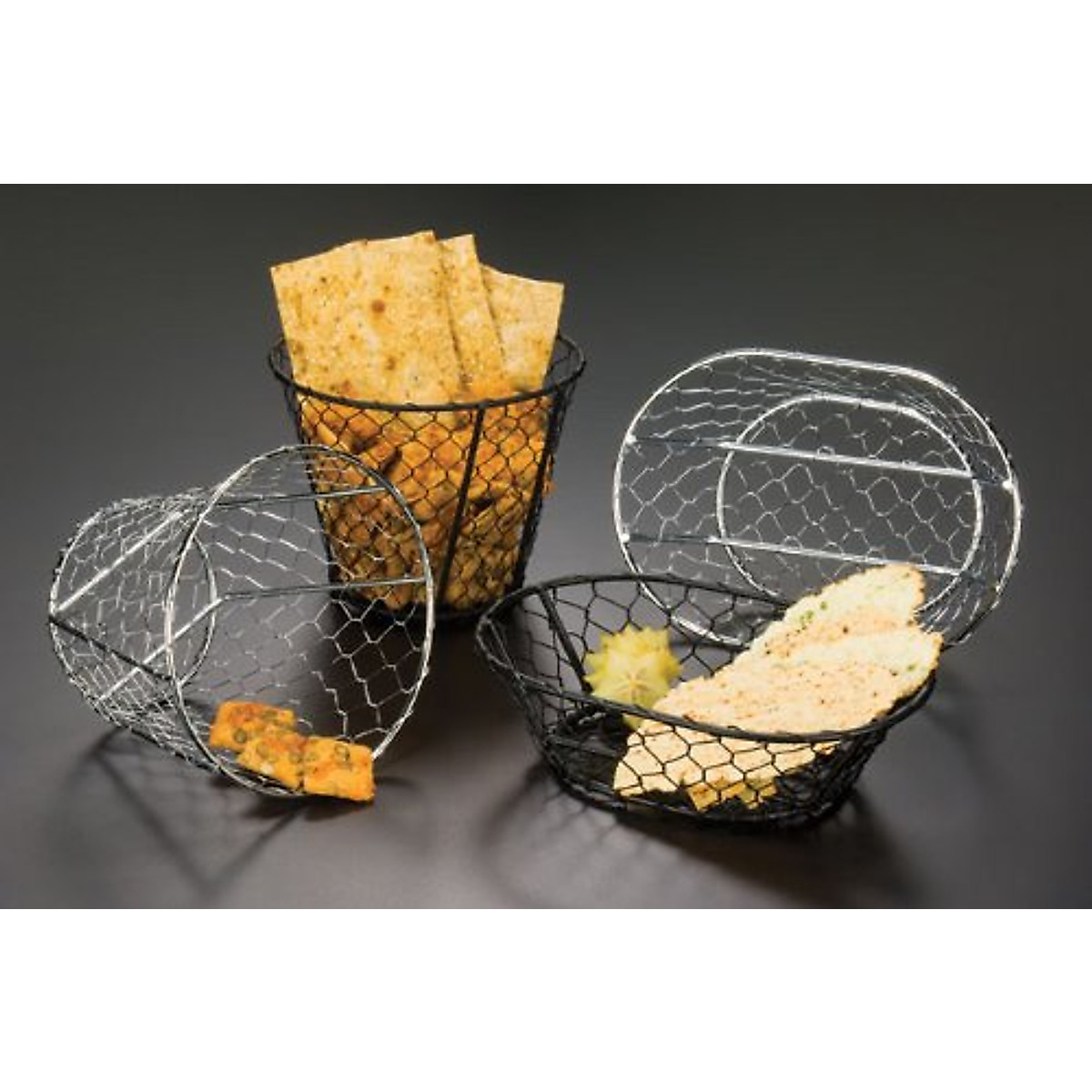 American Metalcraft WIR4 Baskets, 9.625" Length x 6.625" Width, Black