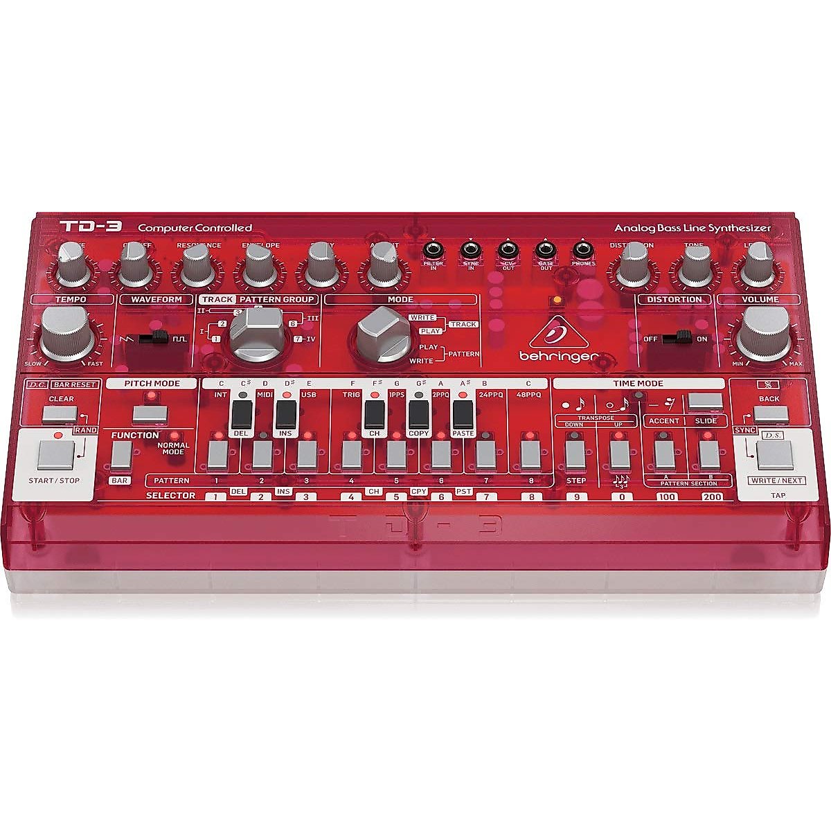 Behringer TD-3-SB Analog Bass Line Synthesizer with VCO, VCF, 16-Step Sequencer, Distortion Effects and 16-Voice Poly Chain