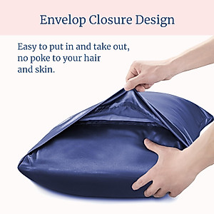 BEDELITE Satin Pillowcase for Hair and Skin, Super Soft and Cooling Similar to Silk Pillow Cases 2 Pack with Envelope Closure, Gift for Women Men(20"x40" King Size, Navy)