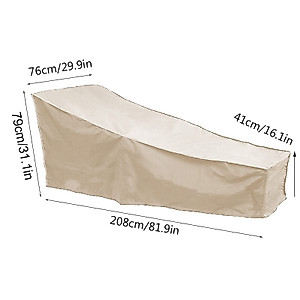 Waterproof Patio Lounge Chair Cover, Patio Chaise Lounge Cover, Heavy Duty Outdoor Lounge Chair Covers, Weatherproof Patio Furniture Coversv for Garden Reclining Chair, 81.9x29.9x16.1in(Beige)