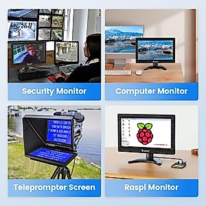 Eyoyo 12 Inch Monitor 16:9 Mini HDMI Monitor Screen 1366x768 Small TV Monitor Display with HDMI VGA BNC AV USB Input for Computer PC RasPi Laptop CCTV Security Analog Camera