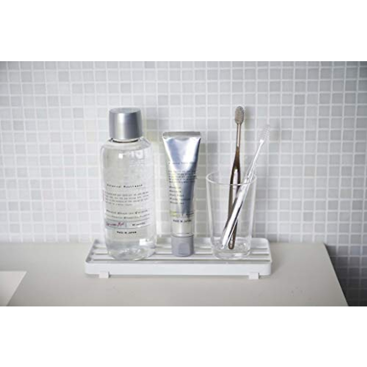 Yamazaki Home Tower bathroom trays, One Size, White