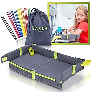 Ha&Da Foldable Kids and Adults Travel Tray Cover for Airplane Tray Table - Play Space and Snack Desk for Airplane Travel. Toddlers and Children, Unisex - Compact Light Portable