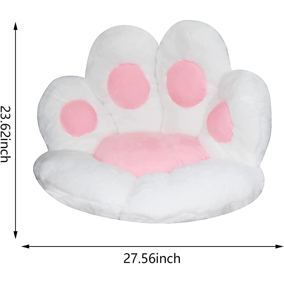 MMUK Reversible Chair Seat Cushion Plush Cat Paw Cushion Lazy Sofa Office Chair Cushion Bear Paw Shape Comfy Seat Pad Support Waist Backrest Floor Seating Cushions Mat,White-27.5x23.6in