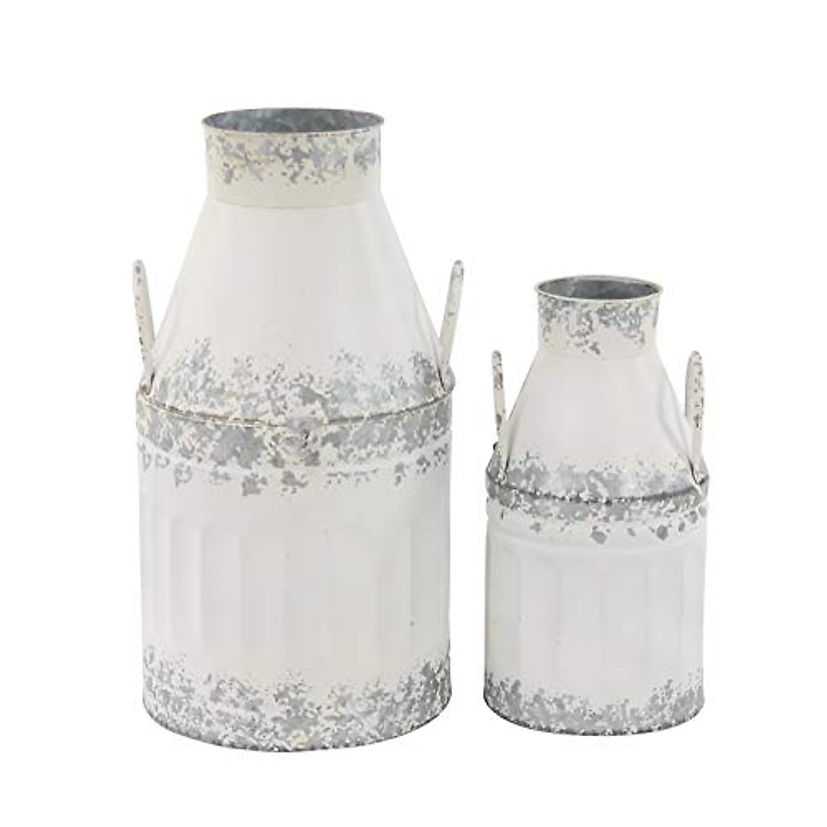 Deco 79 Metal Decorative Jars, Set of 2 11"W, 20"H, White