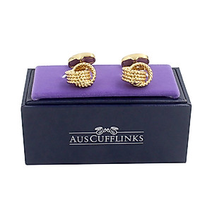 Gold Cuff Links | Gold Knot Cufflinks for Men | Golden Link Cufflinks | Premium Cuff Links | Husband Present