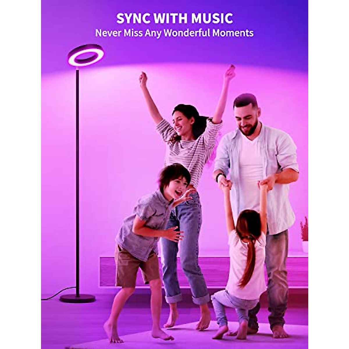 XMCOSY+ Floor Lamp, 2400LM Smart RGBW LED Standing Lamp with Modern Double-Side Lighting, WiFi APP Control, Works with Alexa, 2700K-6400K Color Changing Dimmable Tall Lamps for Living Room Bedroom