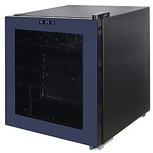 West Bend Beverage Cooler Refrigerator 15 Wine Bottle/60 Can Capacity, Glass Door, 17-Inch Wide Freestanding, Adjustable Thermostat Control, 1.6-Cu.Ft, Slate Blue