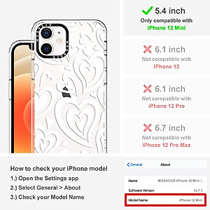 MOSNOVO Case for iPhone 12 Mini, [Buffertech 6.6ft Military-Grade Drop Protection] [Anti Peel Off Tech] Clear TPU Bumper Phone Case Cover Design - Twist Heart