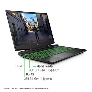 HP Pavilion Gaming 15.6-Inch Micro-EDGE Laptop, Intel Core i5-9300H Processor, NVIDIA GeForce GTX 1650 (4 GB), 8 GB SDRAM, 256 GB SSD, Windows 10 Home (15-dk0020nr, Shadow Black/Acid Green)