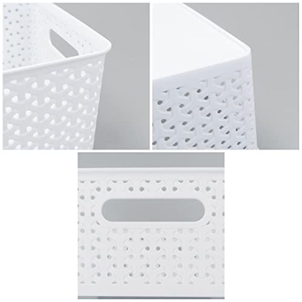 Obstnny Plastic Storage Baskets for Organizing, White Plastic Basket Bins, Set of 4