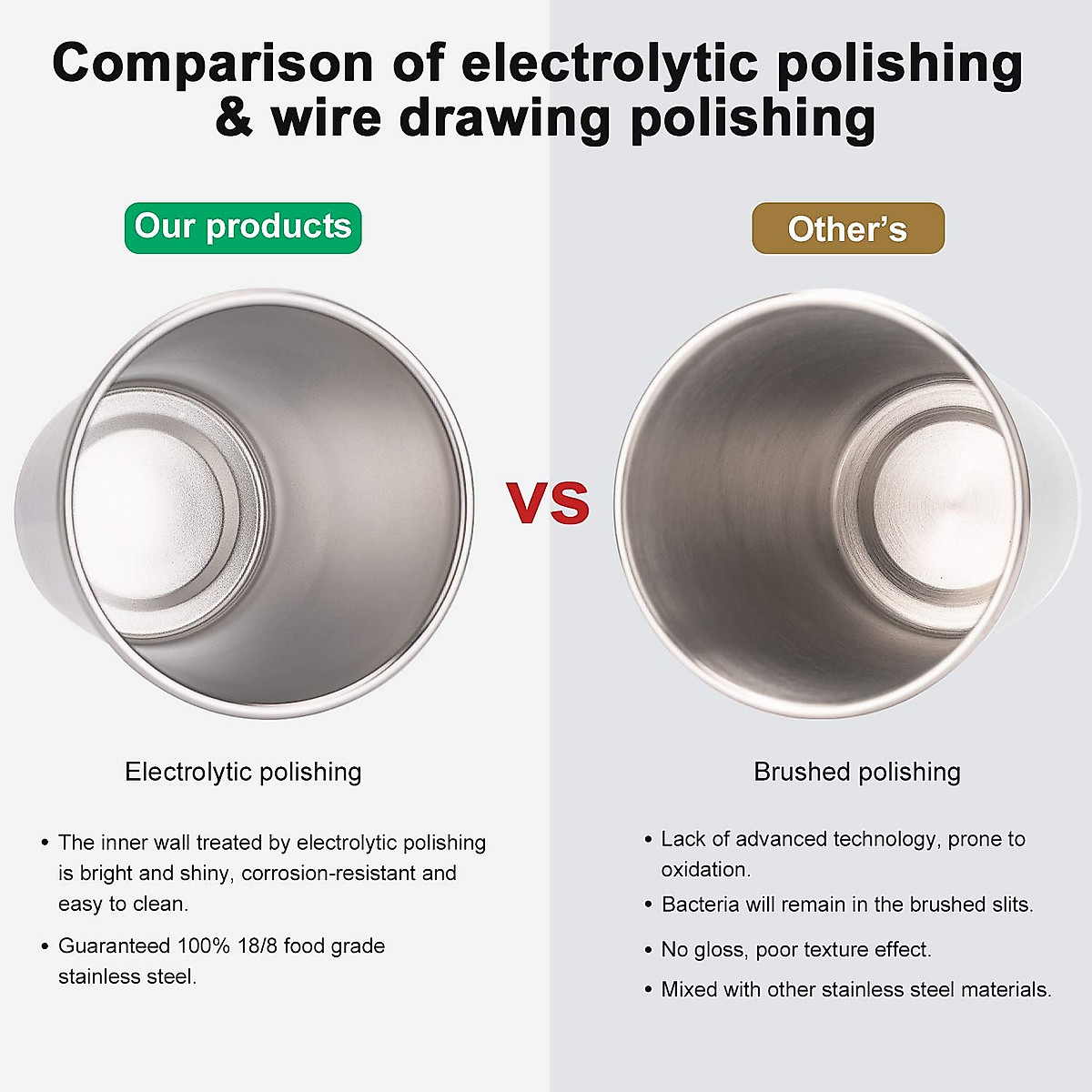 koodee Stainless Steel Cups(4 Pack) 16 oz Pint Tumbler Stackable Metal Drinking Glasses for Camping, Outdoors（Sky Blue-Baby Blue-Pink-Teal）