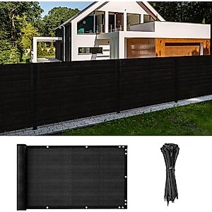 Cliselda 8ft x 50ft Privacy Fence Screen, Black Fence Covering Privacy with Grommets, Heavy Duty Fencing Mesh Shade Net Cover for Outdoor Yard Wall Garden Backyard Commercial Residential