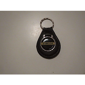 1965 - 1970 SHELBY GT-350 GT350 GOLD SIDE STRIPE LOGO LEATHER KEYCHAIN - BLACK