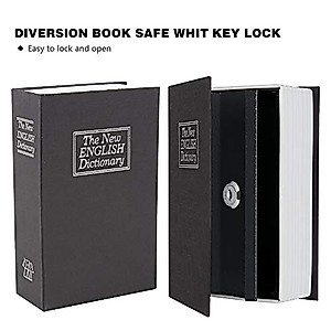 KYODOLED Book Safe with Key Lock, Portable Metal Safe Box,Secret Book Hidden Safe,Dictionary Diversion Book Safe,9.5" x 6.1" x 2 .2" Black Large